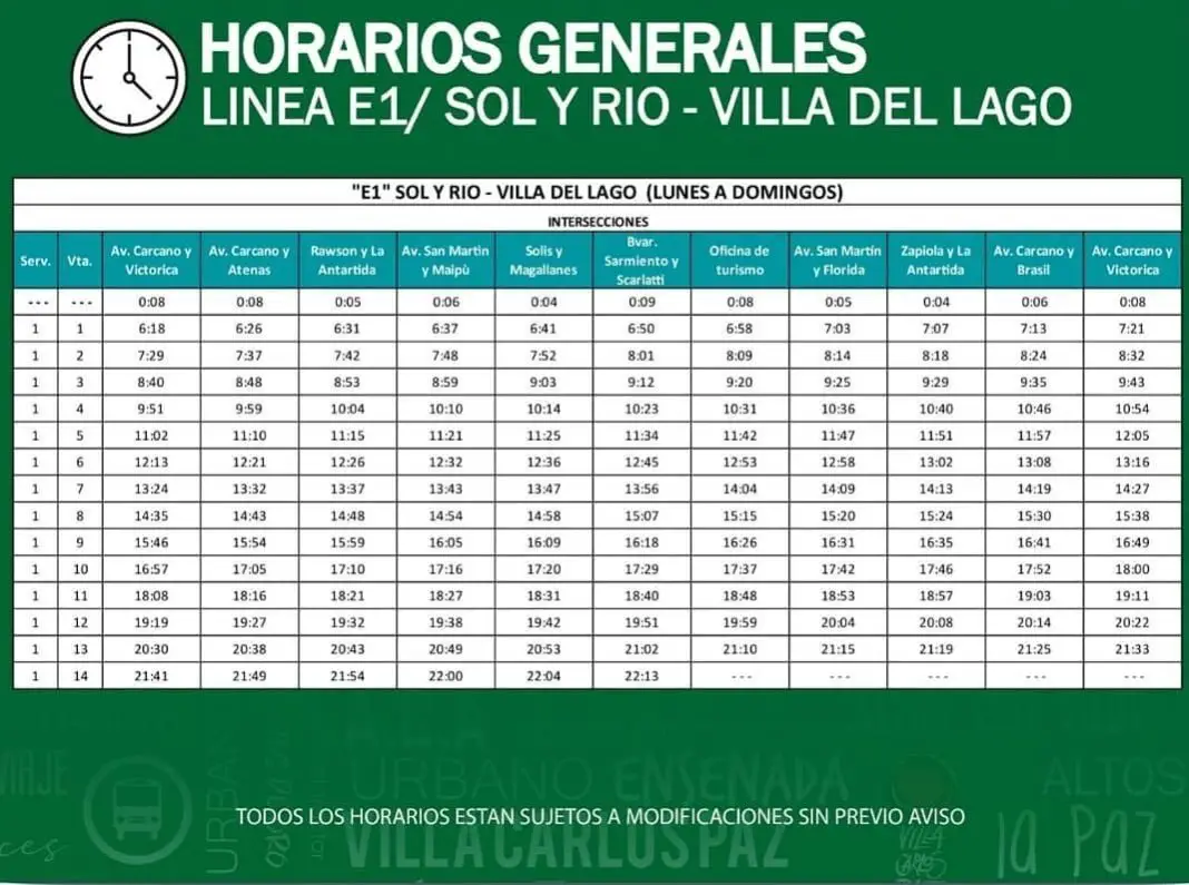Villa Bus publicó sus horarios con menos frecuencias para servicio ...